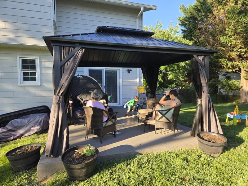 PURPLE LEAF 10-ft x 8-ft Gazebo Gray (with lights) Gazebo with Hardtop ...