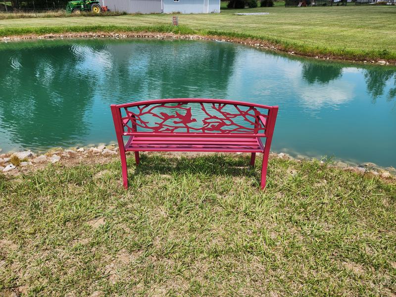 Forclover Outdoor Red Steel Park Bench 48.5-in W x 30-in H Red Steel ...