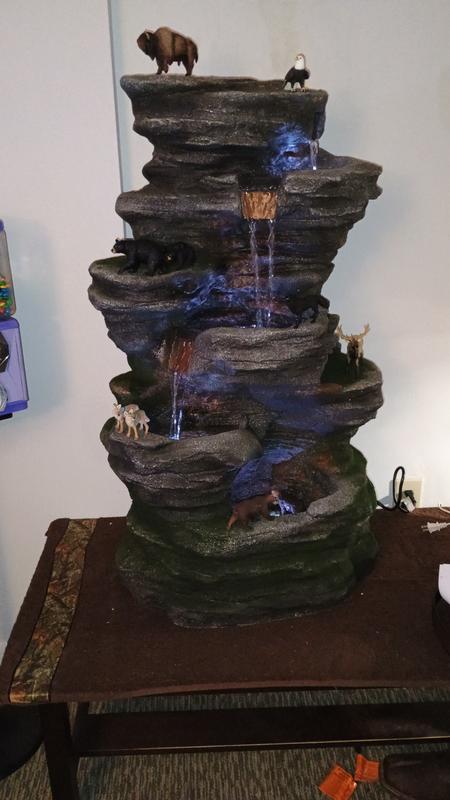 Style Selections 40.16-in H Resin Water Rock Waterfall Outdoor Fountain ...
