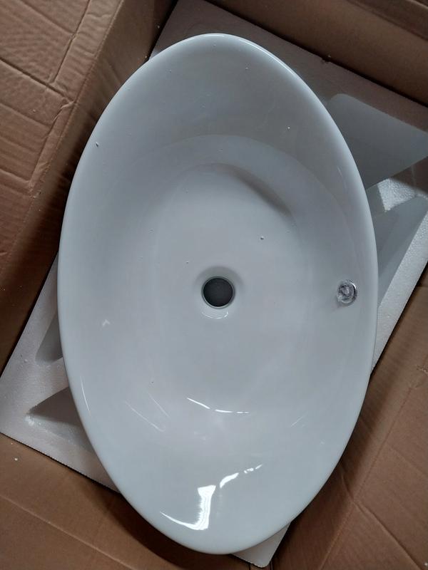 Eridanus Eclisse Vitreous China Vessel Elliptical Modern Crisp White ...