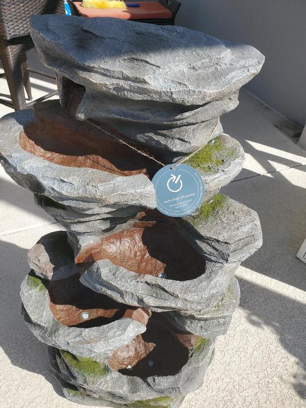 allen + roth 40.2-in H Resin Electric Powered Rock Outdoor Fountain ...