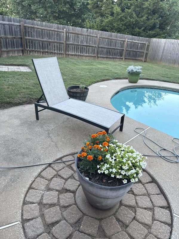 Pellebant Set of 2 Black Stationary Chaise Lounge Chair with Beige Mesh ...