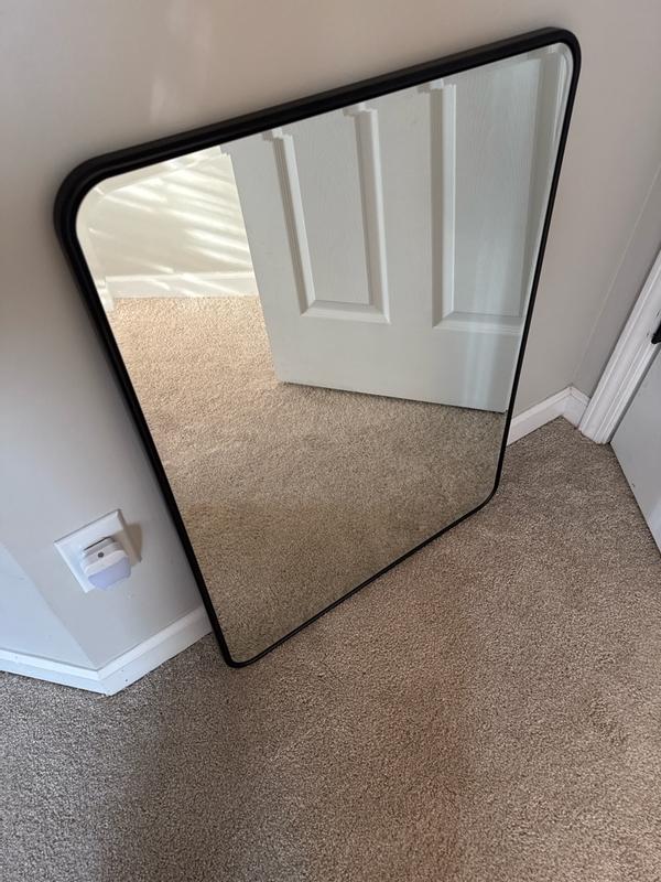 TETOTE 16x24 Inch Matte Black Framed Rectangle Bathroom Vanity Mirror ...