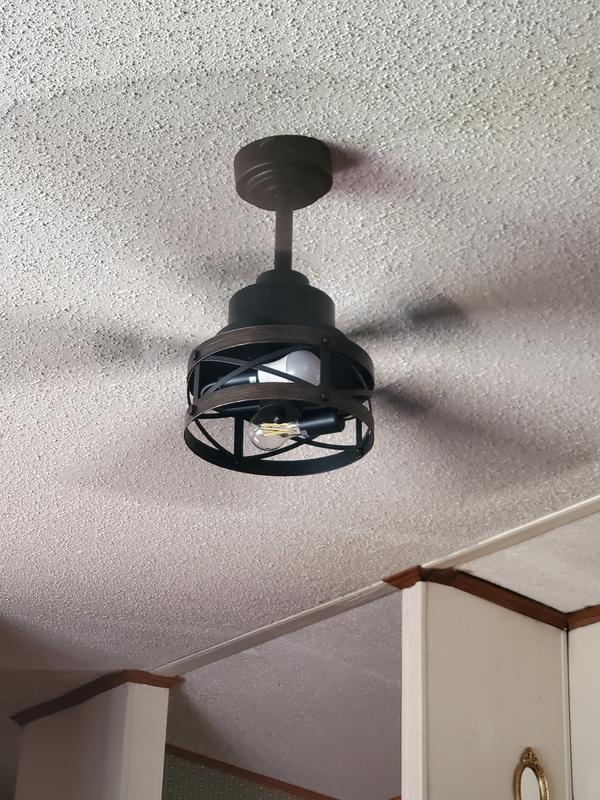 SILJOY 52-In Black Rustic Cage Ceiling Fan with Light X Frame Quiet DC ...