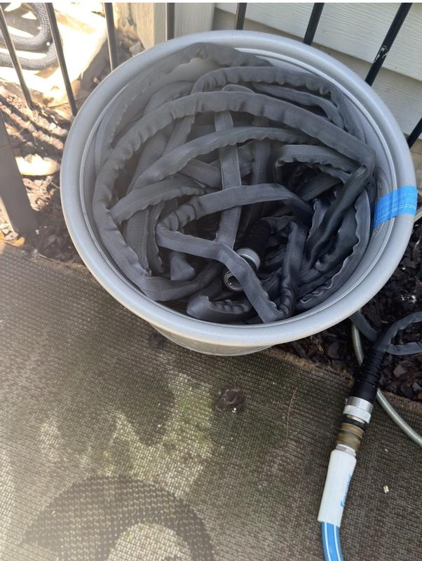 Suncast 300 ft. Gray Free-Standing Hose Pot Resin Hose Hideaway in the ...