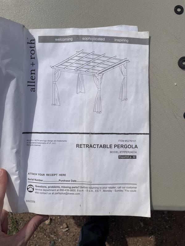 allen + roth 10-ft W x 10-ft L x 7-ft 8-in H Metal Freestanding Pergola ...