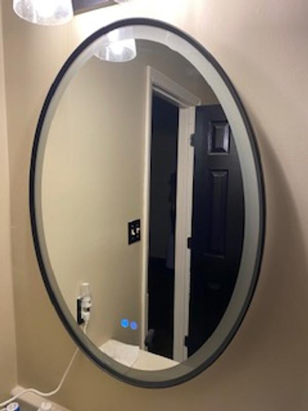 Keonjinn 32-in x 32-in Framed Round Dimmable LED Lighted Fog Free ...