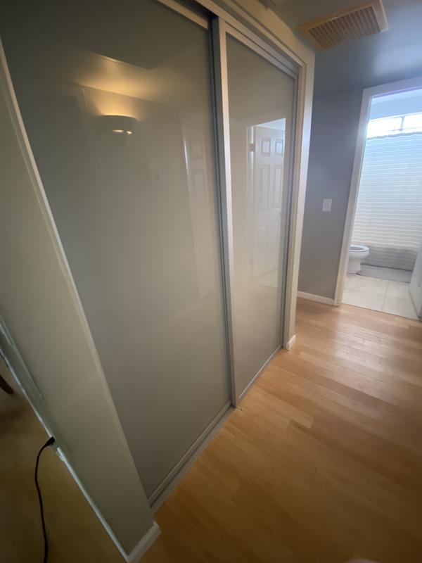 RELIABILT 72-in x 80-in Satin Silver 1-panel Frosted glass Prefinished ...