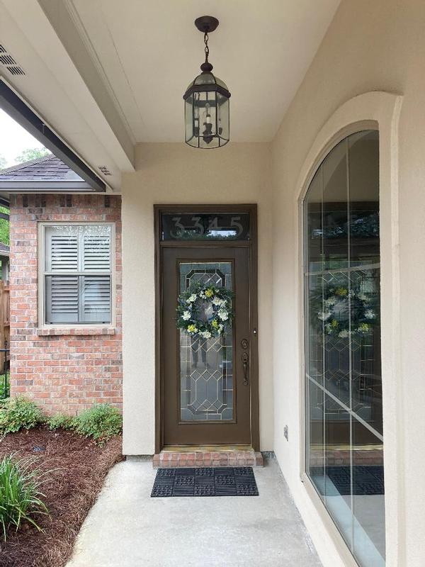 allen + roth Castine Bronze Craftsman Seeded Glass Lantern LED Medium ...