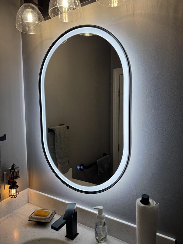 Keonjinn 30-in x 30-in Framed Round Dimmable LED Lighted Fog Free ...