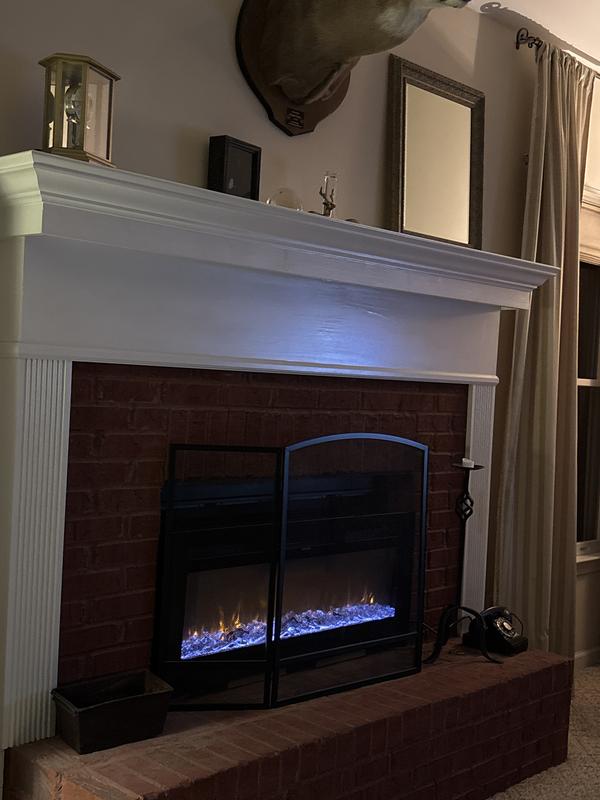 Mondawe 72-in W Black Fan-forced Wall-mount Electric Fireplace with ...