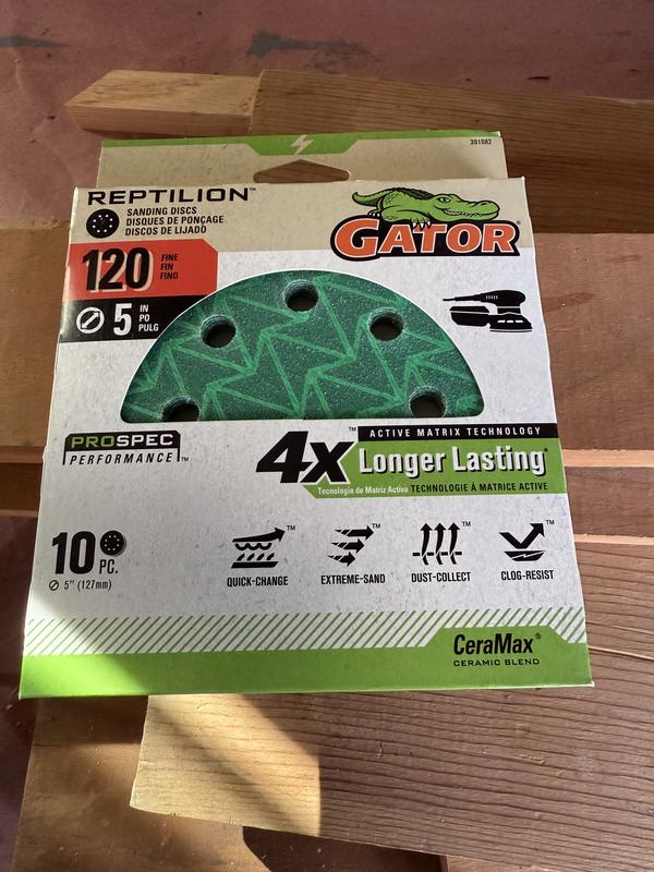 Gator Reptilion 10-Piece Ceramic Alumina 120-Grit Disc Sandpaper 391082 ...