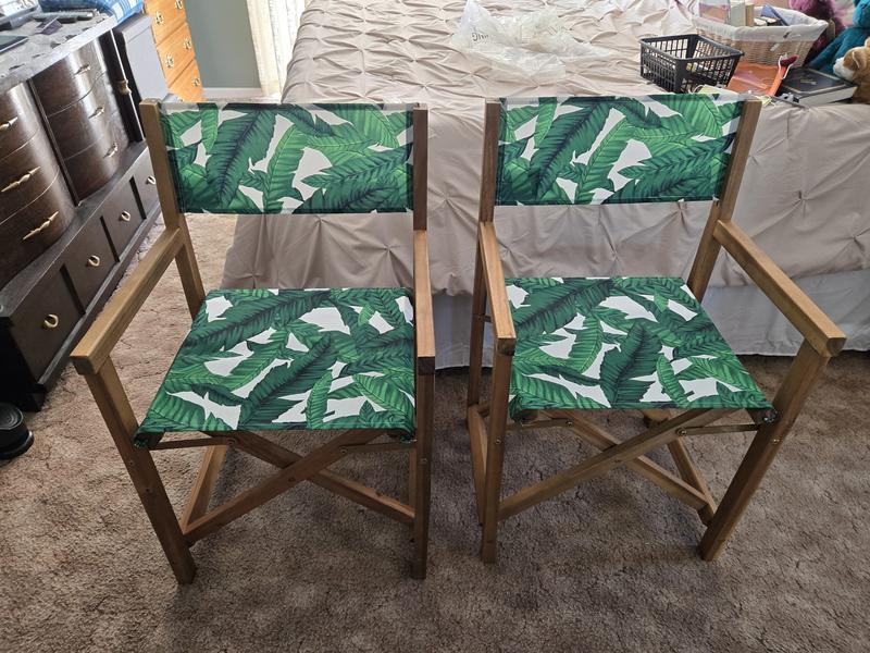 JONATHAN Y Cukor Director Foldable Classic Vintage Set of 2 Green Leaf ...
