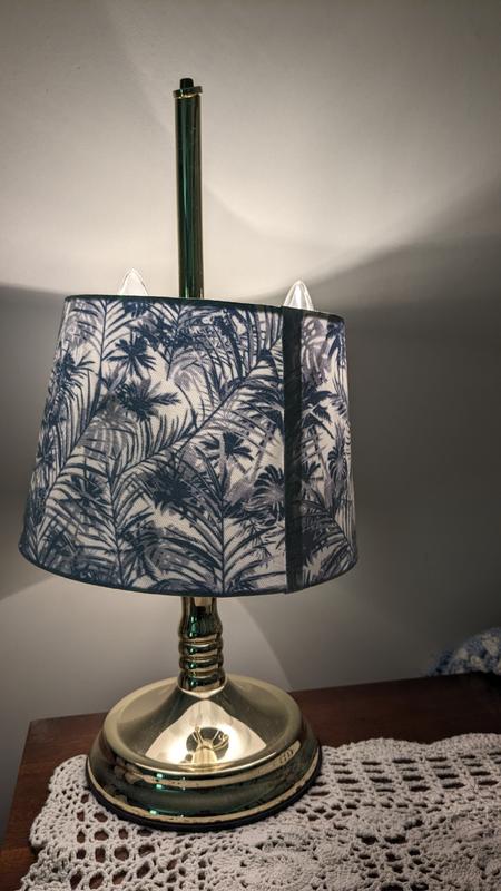 allen + roth 7-in x 10-in White Palm Print Linen Drum Lamp Shade LSH70 ...