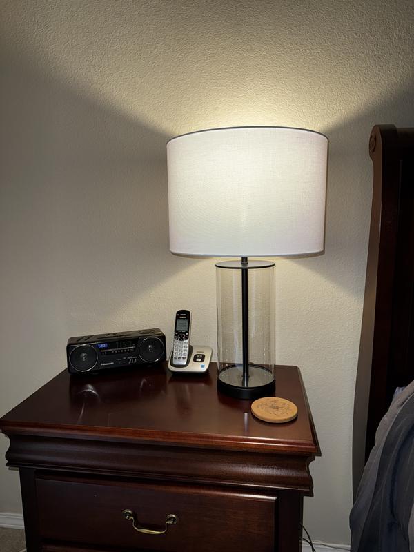 allen + roth 24-in Matte Black On/Off switch Table Lamp with Linen ...