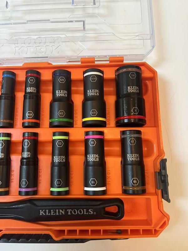 Klein Tools KNECT Flip-24 Deep-Well, Heavy-Duty Impact Socket Set, SAE ...