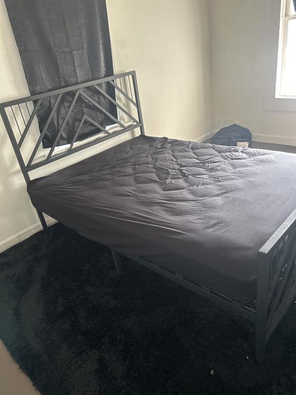 ChaletPosh Full Brown Metal Platform Bed with Headboard in the Beds ...