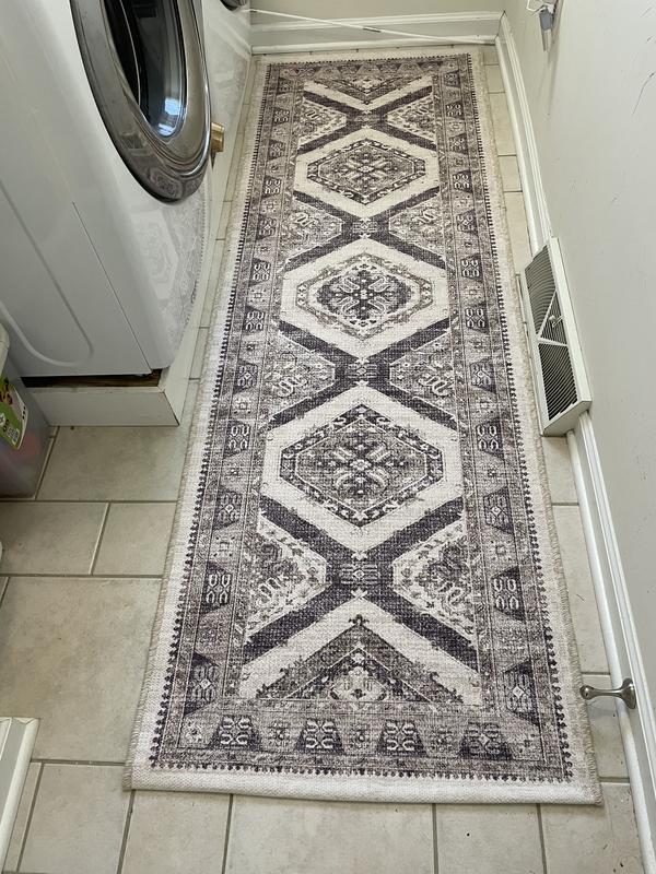 allen + roth 2 X 7 (ft) Grey Brown Indoor Distressed/Overdyed Machine ...