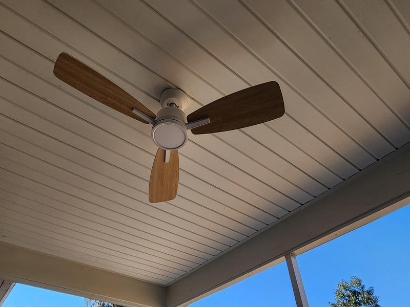 TALOYA 42-in Integrated LED Dry White with Brushed Blades Ceiling Fan ...