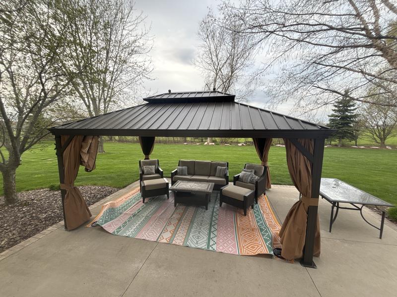 PURPLE LEAF 16-ft x 14-ft Hardtop Gazebo for Patio Deck Backyard Heavy ...