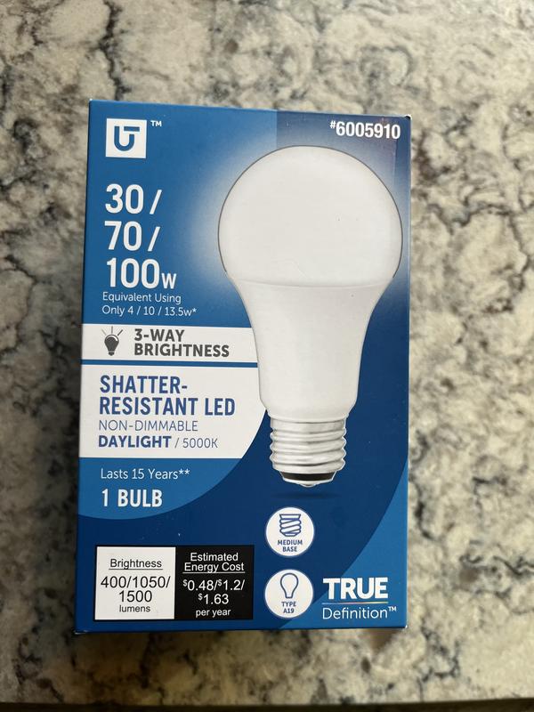 Utilitech 3-Way 100 -Watt EQ A19 Daylight Screw bases LED General ...