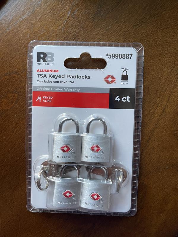 RELIABILT Keyed Padlock, 7/8-in Wide x 7/16-in Shackle 4 -Pack in the ...