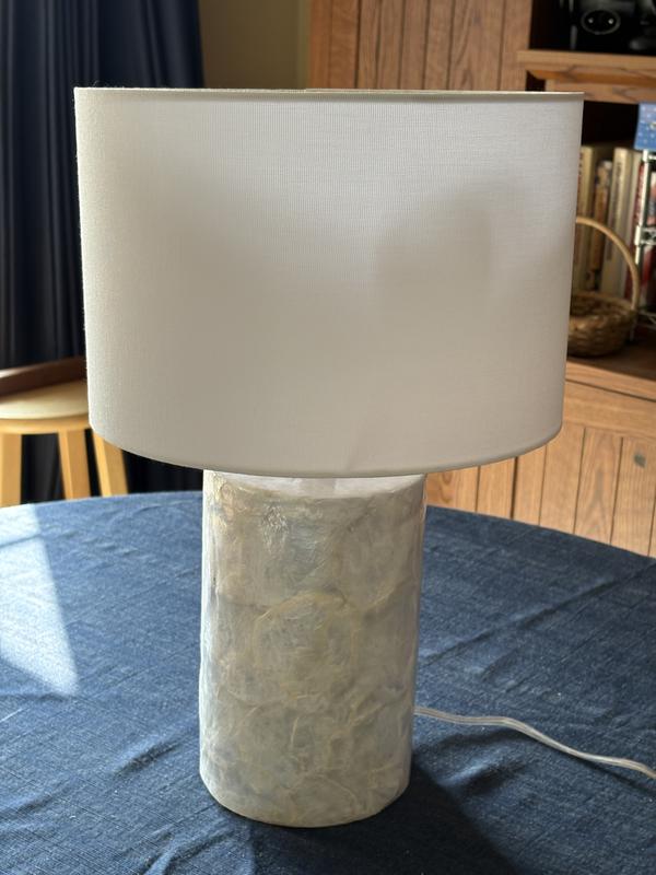 KAWOTI Doris 18-in Capiz Shell Rotary socket Table Lamp with Fabric ...