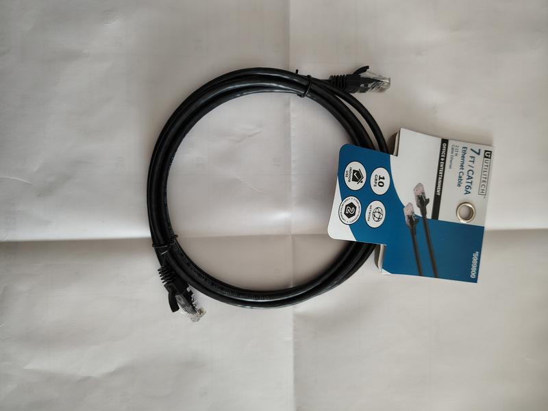 Utilitech 3-ft Cat 6A Black Ethernet Cable RJ456EC3FT-BLK at Lowes.com