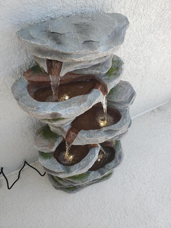 allen + roth 40.2-in H Resin Electric Powered Rock Outdoor Fountain ...