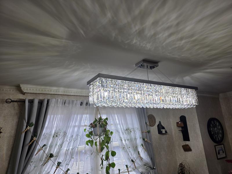 SILJOY 31.5-In 6 Light Gold Linear Crystal Chandelier Modern Kitchen ...