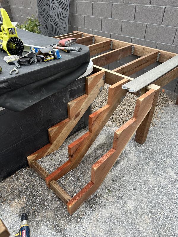 4 -Steps Redwood Wood Outdoor Stair Stringer in the Outdoor Stair ...