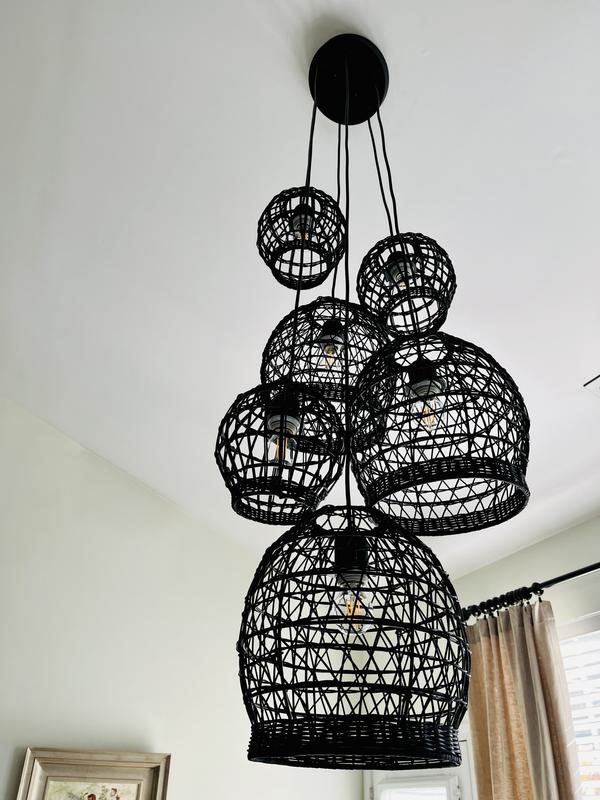 allen + roth MAYA 6-Light Matte Black Traditional Cage Chandelier ...