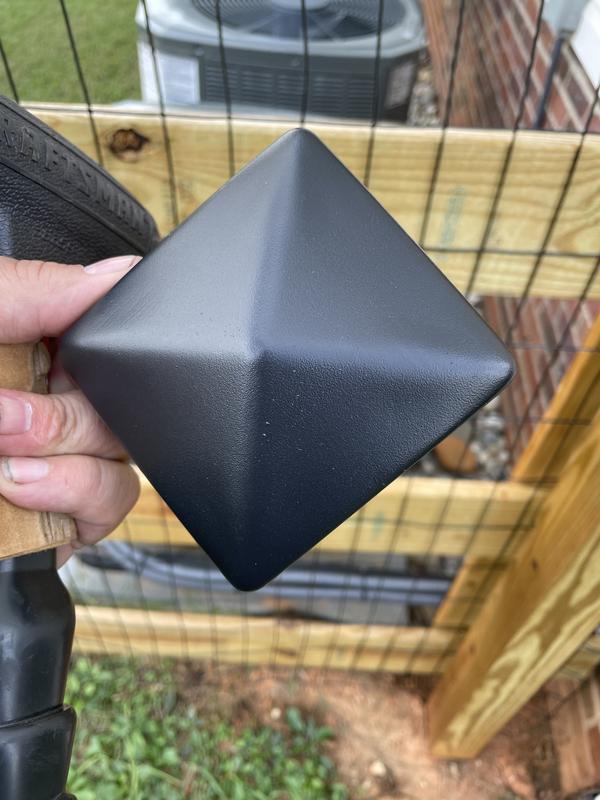 Nuvo Iron 4-in x 4-in Black Painted galvanized steel Deck Post Cap in ...
