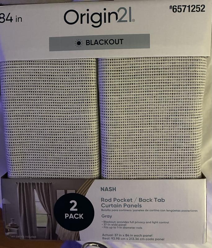 Origin 21 84-in GRAY Blackout Interlined Back tab Curtain panel pair in ...