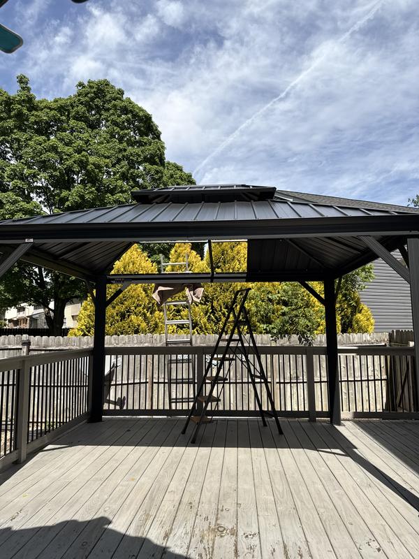 PURPLE LEAF 17-ft x 13-ft Hardtop Gazebo Gray with Lights Gazebo with ...