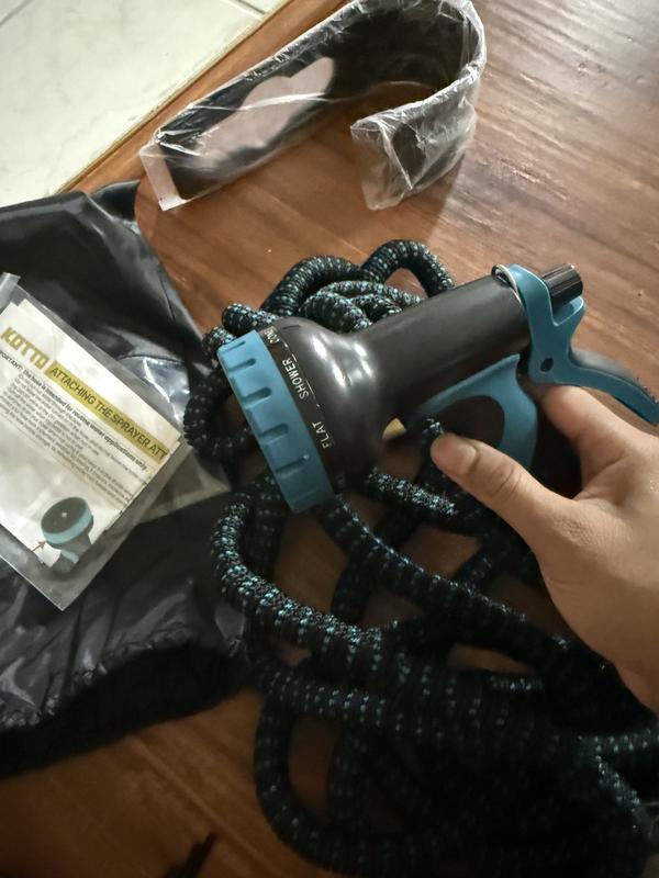 KOTTO Expandable Garden Water Hose; 10 Spray Nozzles; Anti-Rust Solid ...