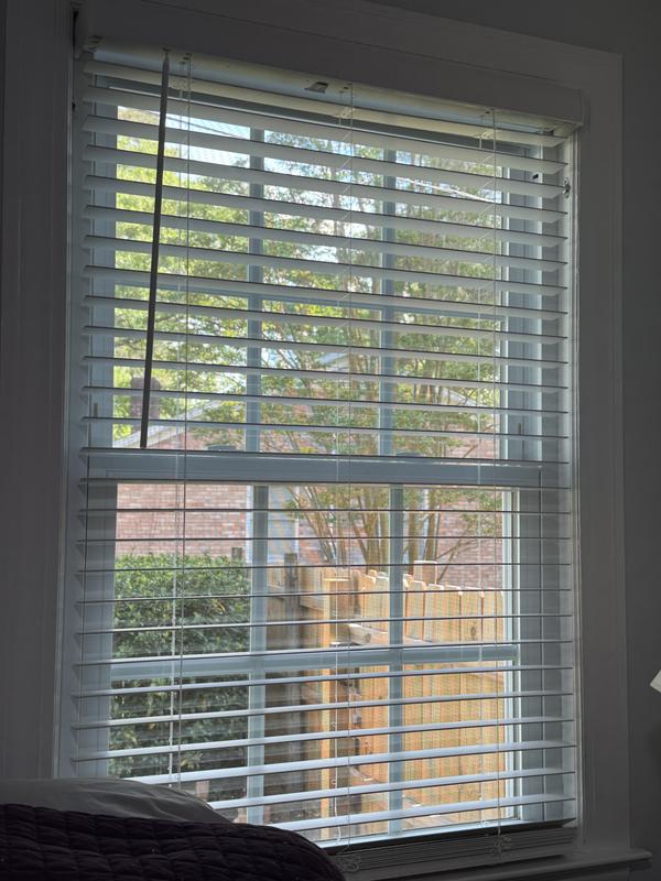 LEVOLOR Basics 2-in Slat Width 27-in x 64-in Cordless White Faux Wood Room Darkening Horizontal ...