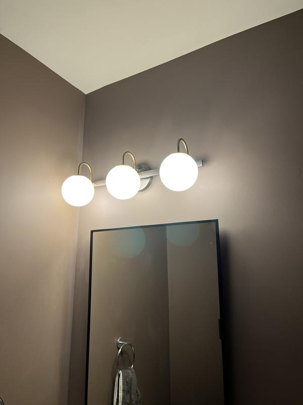 LNC Aladarimostinin 24.7-in 3-Light Polished Black LED Modern/Contemporary Vanity Light Bar ...