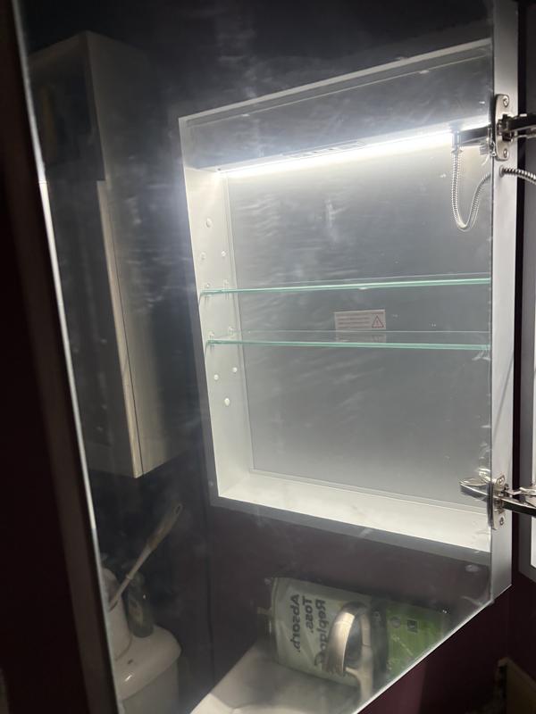 QueenFun LED Mirrored Medicine Cabinet 36-in x 30-in Lighted LED Fog ...