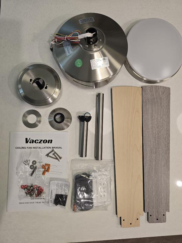 VACZON 48-in Brushed Nickel with Gray Blades Integrated LED Indoor ...