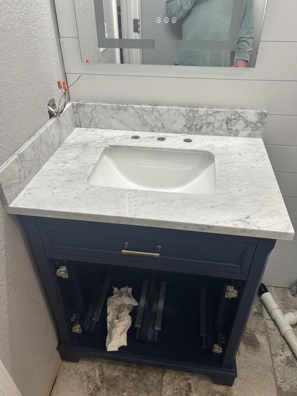 allen + roth 4-in H x 21-in L Carrara Natural marble Bathroom Side ...
