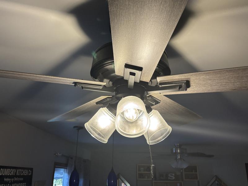 Hunter Angeline Easy Install 52-in Matte Black with Dark Gray Oak ...