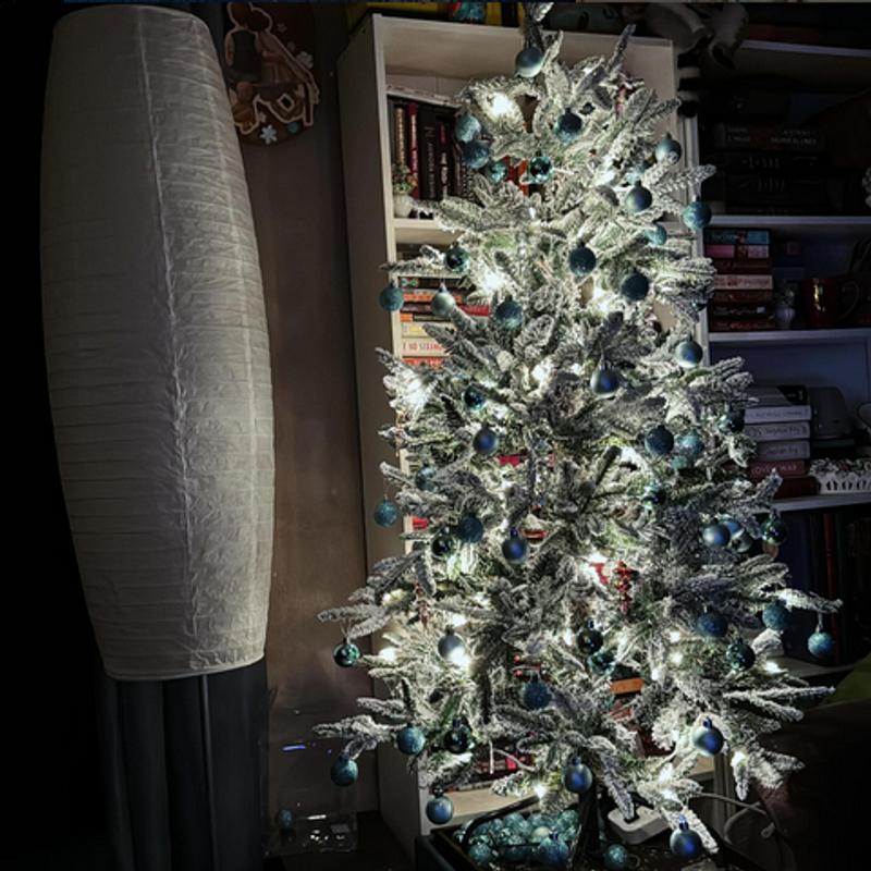 Nearly Natural 7.5-ft Spruce Pre-lit Flocked Artificial Christmas Tree ...