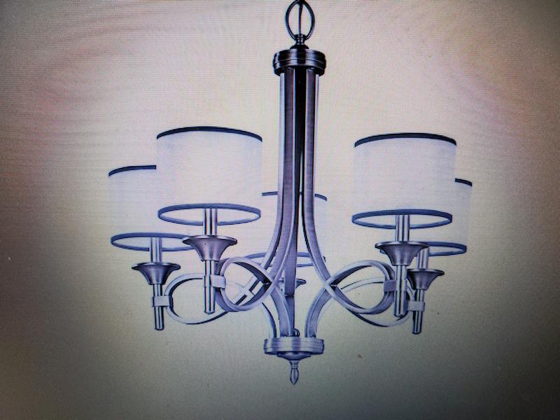Kichler Lacey 5 -Light Antique Pewter Etched glass Metal Chandelier at ...