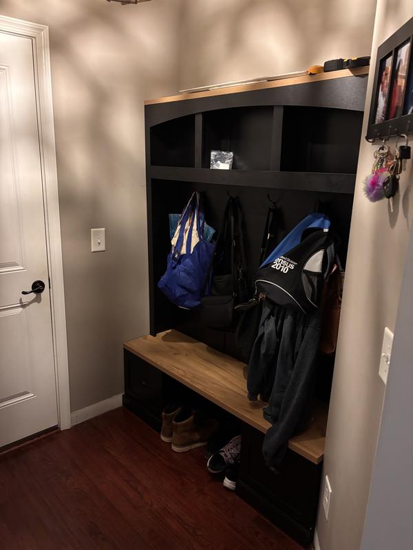 Bayfeve Multi-function Hall Tree Modern 55.1 Black Composite Hall Tree ...