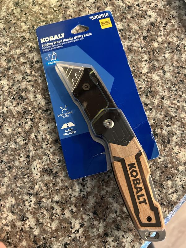 Kobalt Wooden 3/4-in 1-Blade Folding Box Cutter Utility Knife 54375 at ...