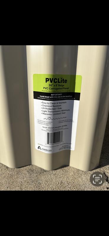 AmeriLux International PVCLite 2.16-ft x 8-ft Corrugated Beige PVC ...