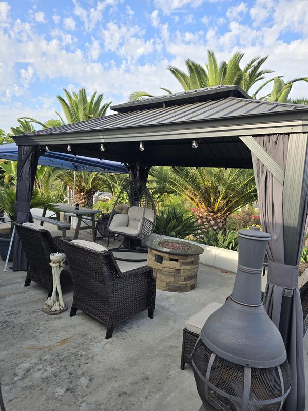 PURPLE LEAF 13-ft x 13-ft Hardtop Gazebo Gray Gazebo with Hardtop Roof ...