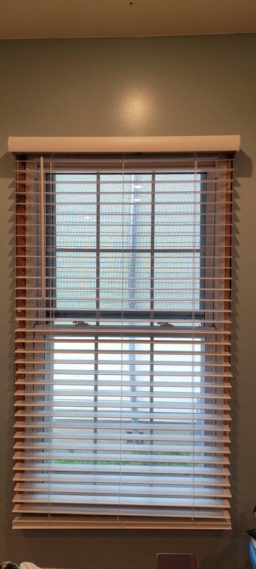 LEVOLOR Basics 2-in Slat Width 35-in x 48-in Cordless White Faux Wood Room Darkening Horizontal ...