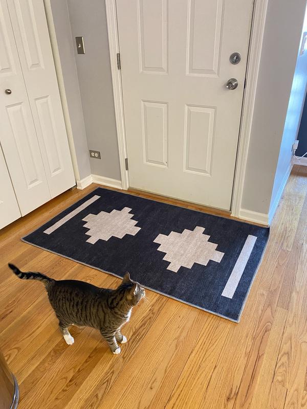 JONATHAN Y WASHABLE Adriel 4 x 8 (ft) Loomed Navy/Light Gray ...